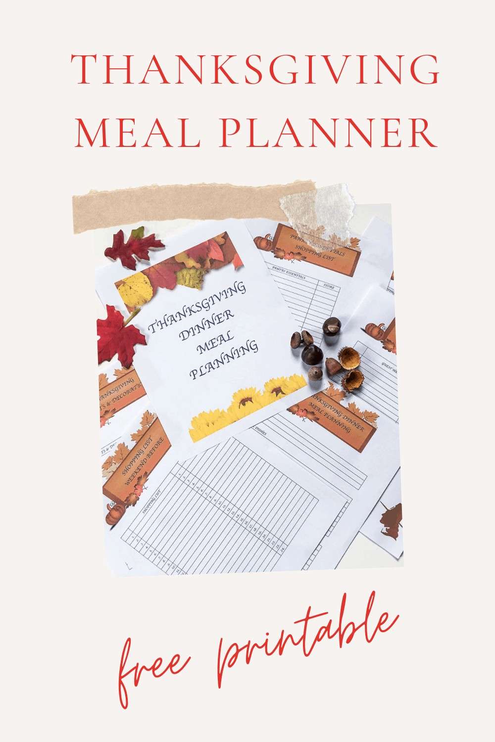 Thanksgiving Meal Planning Printables for your Thanksgiving Dinner