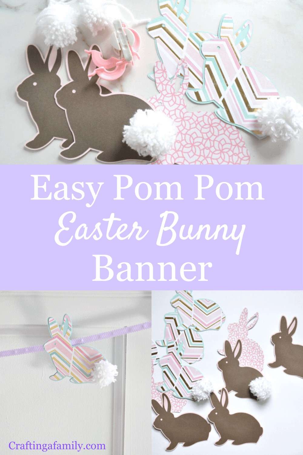 Adorable Fun Easter Craft Bunny Pompom Banner - Easter Craft with kids