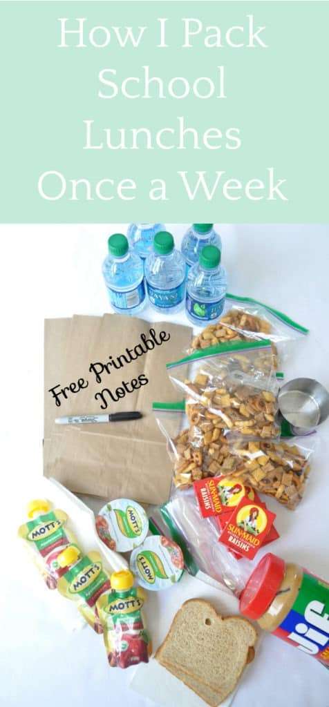 How I Pack School Lunches Once a Week with Free Printable Notes ...