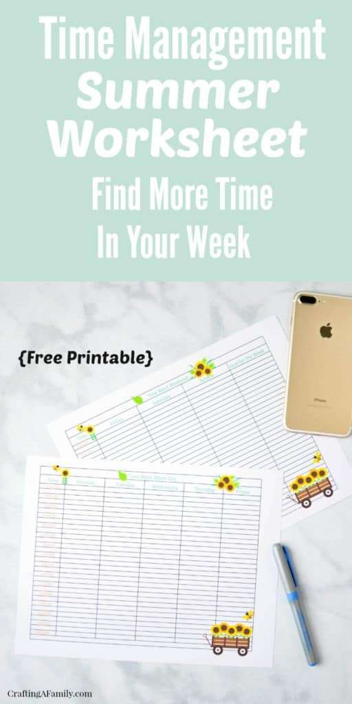 Sunflower Summer Time Management Time Blocking Worksheet - Crafting a ...