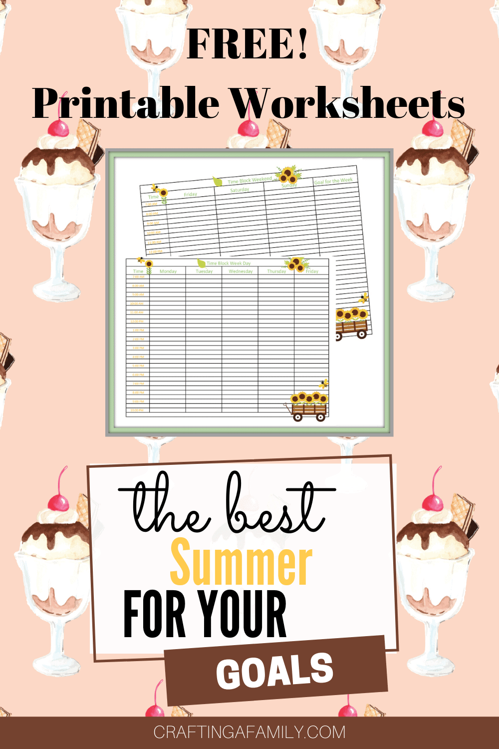 Sunflower Summer Time Management Time Blocking Worksheet ~ Crafting a ...