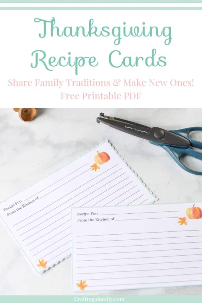 Printable Thanksgiving Recipe Cards - Crafting a Family Dinner