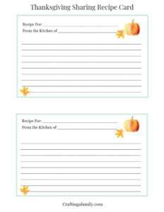 Printable Thanksgiving Recipe Cards - Crafting a Family Dinner