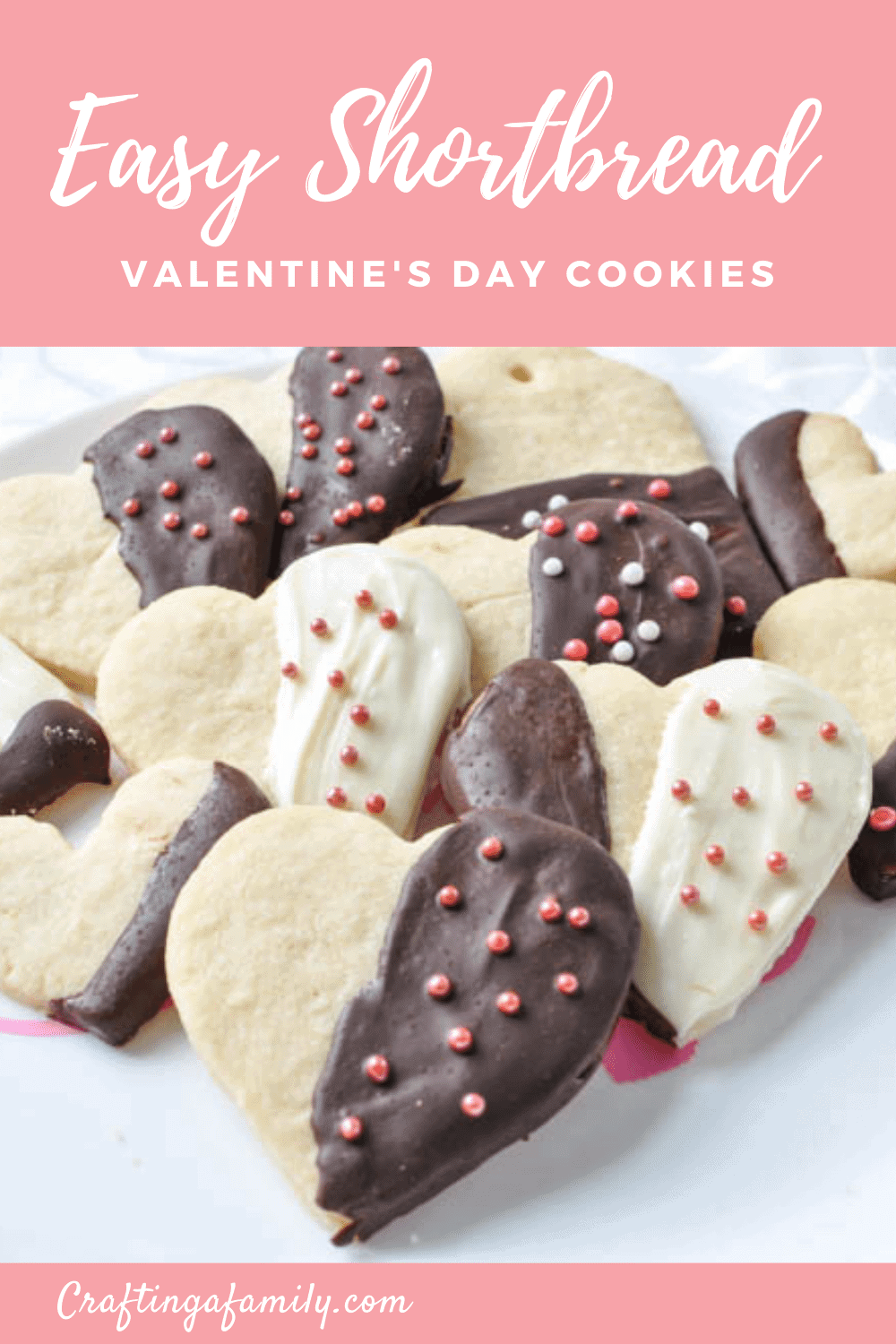 Easy Valentine's Day Heart Shortbread Cookies Dipped In Chocolate ...