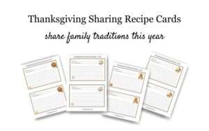 Thanksgiving Recipe Cards and Table Place Cards - Free Printable