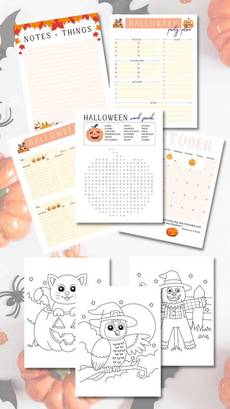 Halloween Calendar Coloring Pages and Party Templates - Crafting a ...